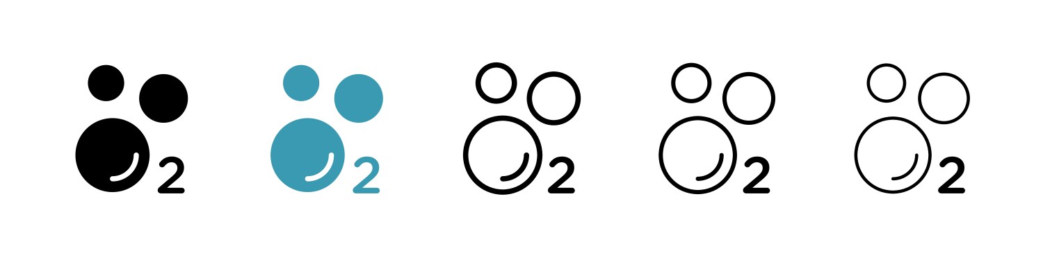 Oxygen o2 icon set on white background Royalty Free Vector