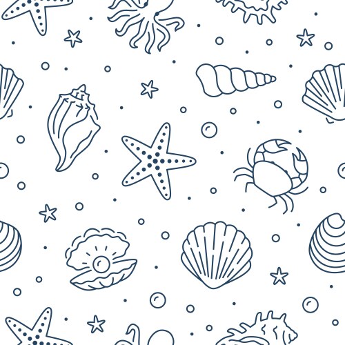 Seashell background vintage summer sea shells Vector Image
