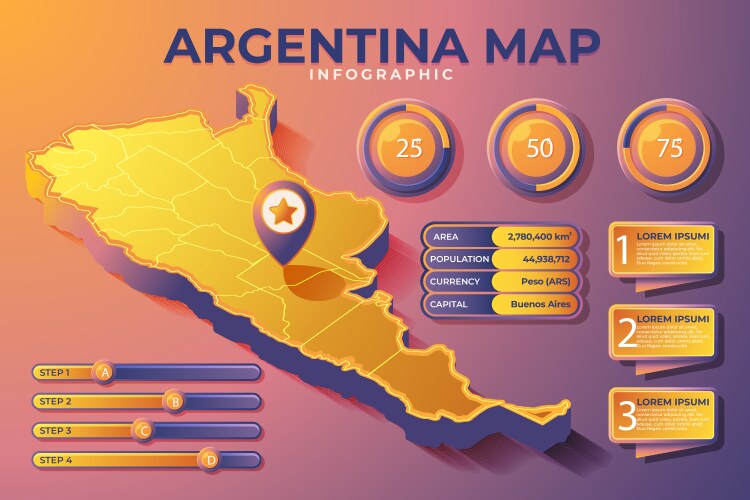 Gradient argentina map infographic Royalty Free Vector Image