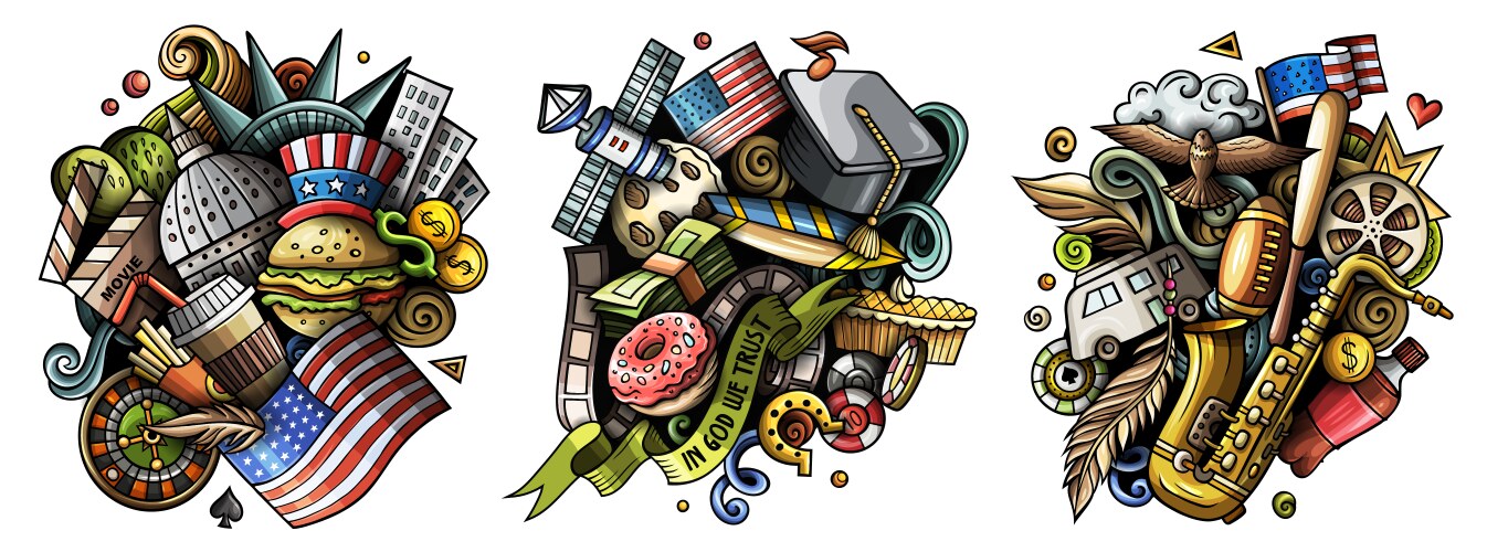 Usa cartoon doodle Royalty Free Vector Image - VectorStock