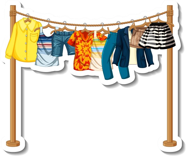 A sticker template clothes racks with many Vector Image