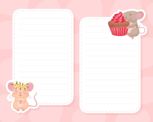 Empty note card with cute little mouse character Vector Image