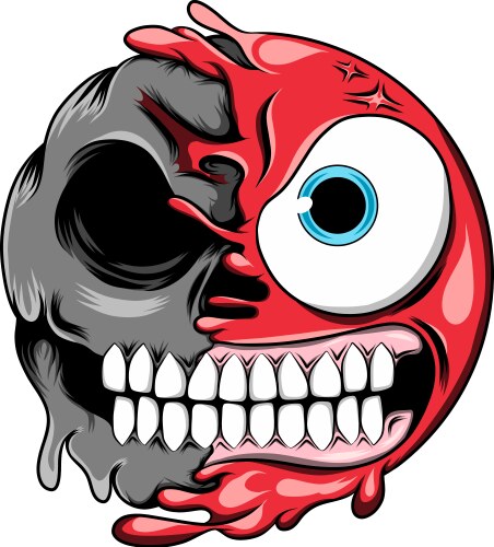 An expression with die face changes to death Vector Image
