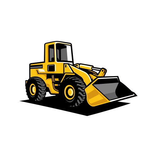 Cartoon wheel front loader bulldozer with shovel Vector Image