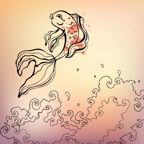 Graphic telescope fish Royalty Free Vector Image