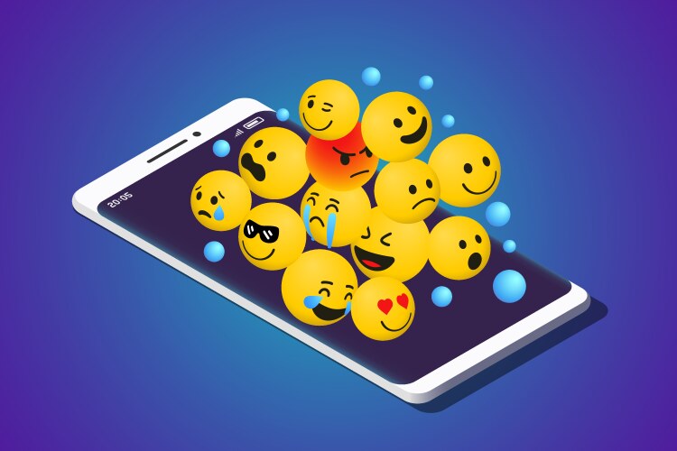 Blank smartphone with emoticons Royalty Free Vector Image