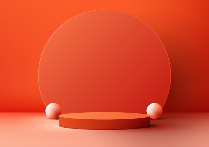 3d realistic modern red cylinder podium stand Vector Image