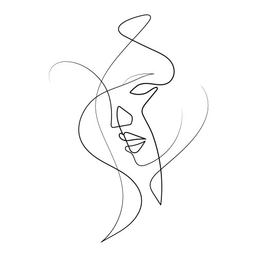 Beautiful female face line art drawing Royalty Free Vector