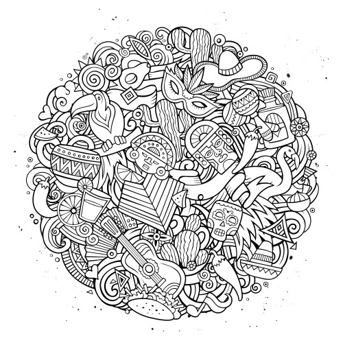 Cartoon hand drawn doodle latin american Vector Image