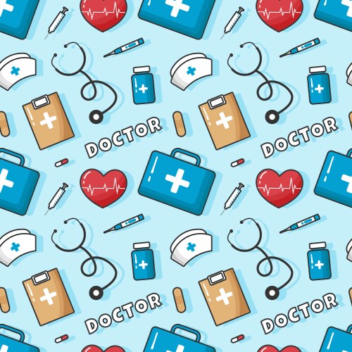 Doctors seamless pattern design with medical Vector Image