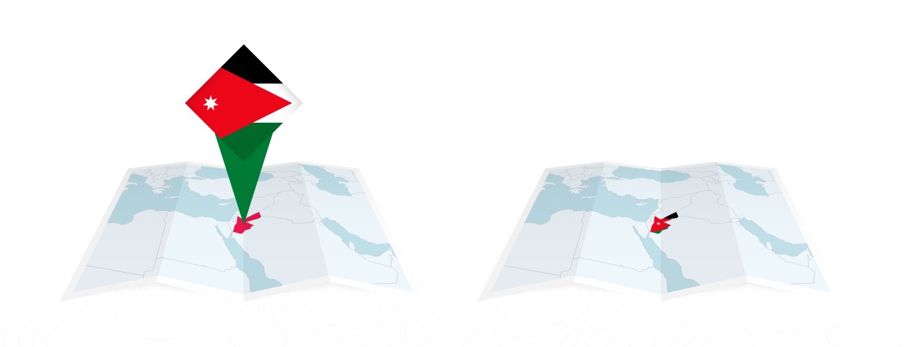 Two versions of an malaysia folded map one Vector Image