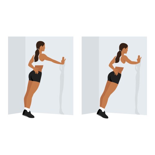 Woman doing wall push up standing press Royalty Free Vector