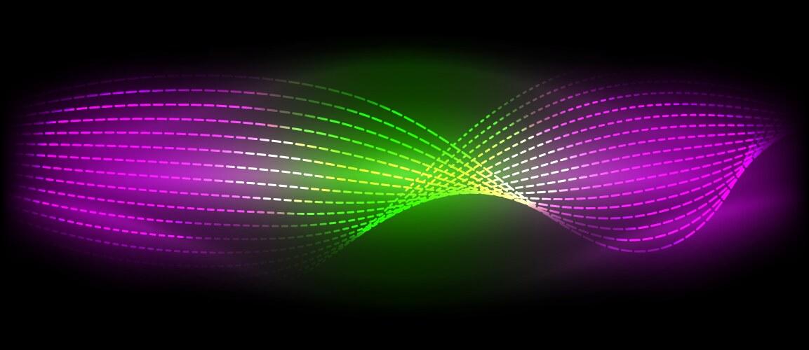 A purple and green wave on black background Vector Image