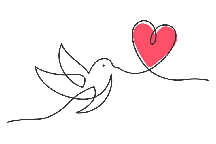 Flower heart symbol of love one line Royalty Free Vector