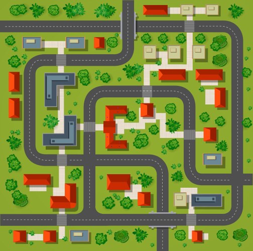 City top view town map seamless pattern Royalty Free Vector