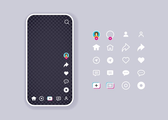 Tiktok Mobile App Mock Up Template Pages Vector Image