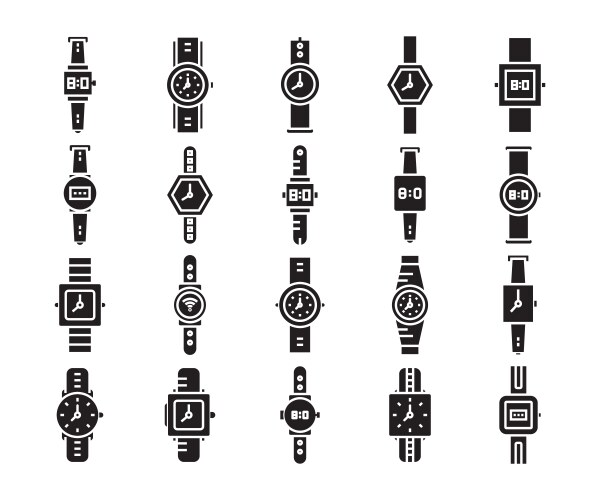 Watch icons set Royalty Free Vector Image - VectorStock