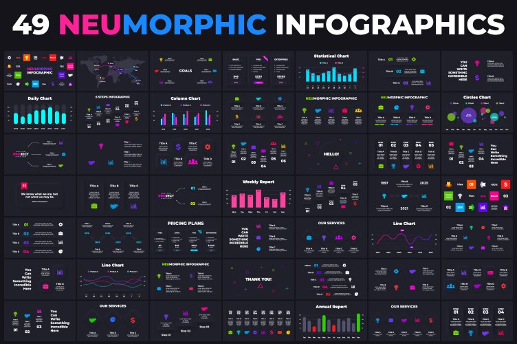 Newmorphic ui button dark set Royalty Free Vector Image