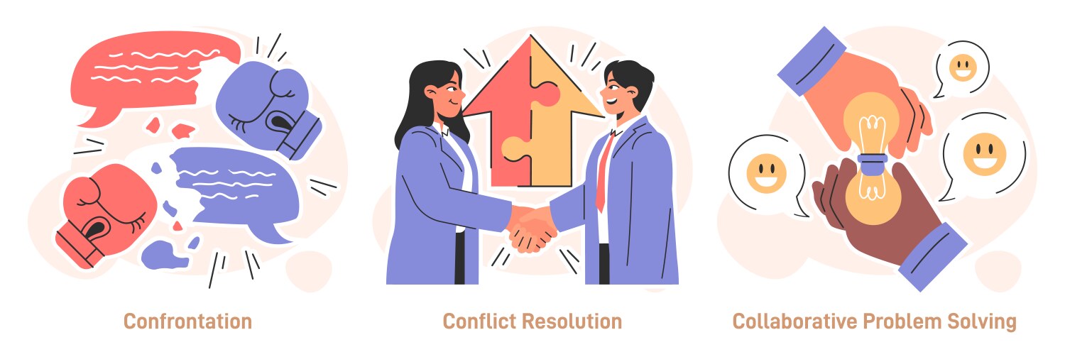 Conflict management set character Royalty Free Vector Image