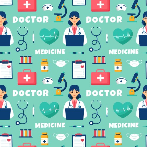 Doctors seamless pattern design with medical Vector Image
