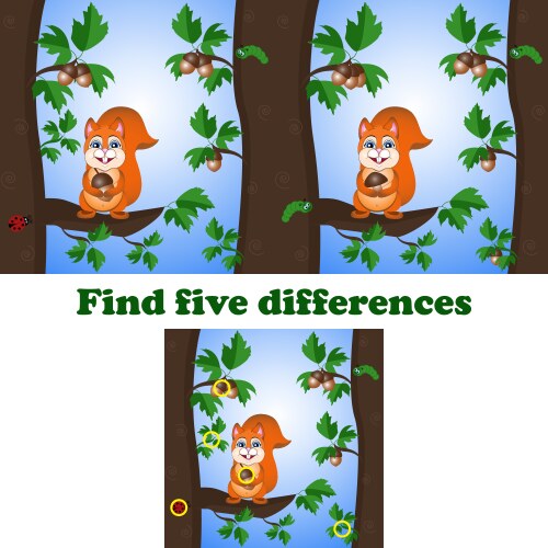 Find 5 differences quiz game with a giraffe Vector Image