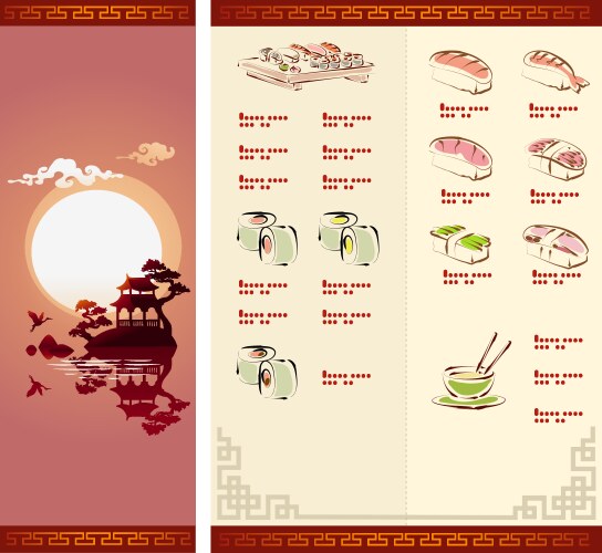 Sushi menu card for japanese cuisine restaurant Vector Image