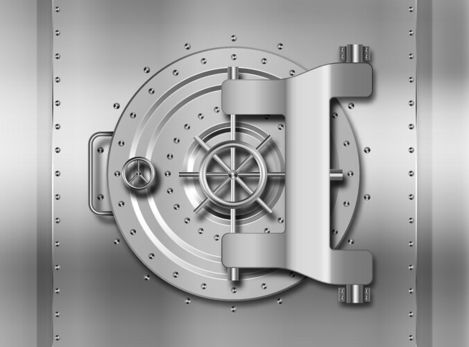 Bank vault background with money gold Royalty Free Vector