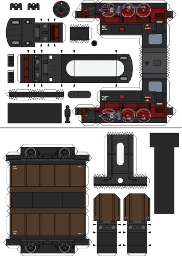 Paper model a classic steam passenger train Vector Image