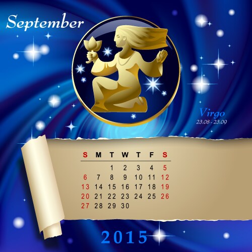 Zodiac calendar page Royalty Free Vector Image