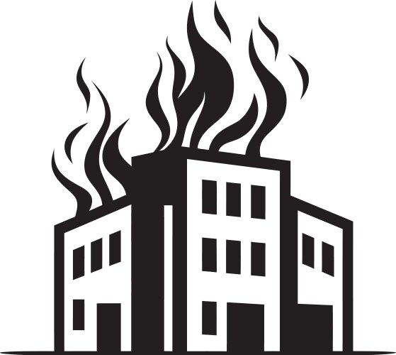 Emergency beacon building on fire black logo icon Vector Image