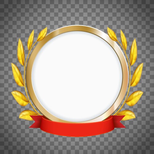 Empty circle frame with ribbon and crown Vector Image