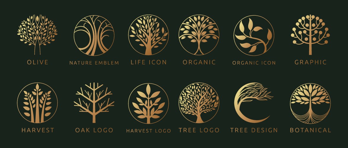 Organic tree icons Royalty Free Vector Image - VectorStock