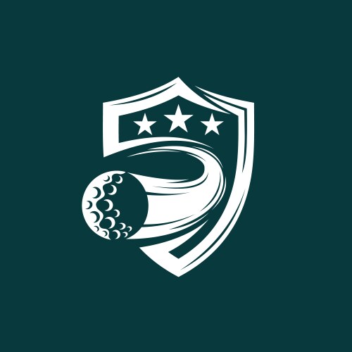 Smash golf logo shield design Royalty Free Vector Image