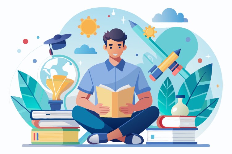 Students group people learning education Vector Image