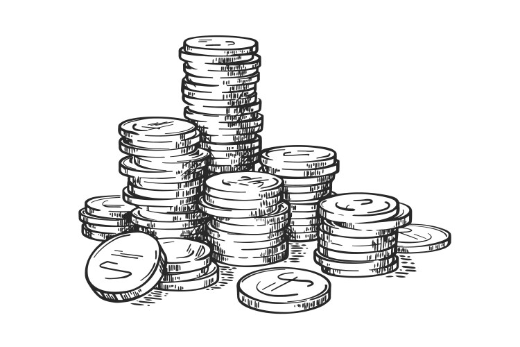 Coin stacks isolated sketch money and finance Vector Image