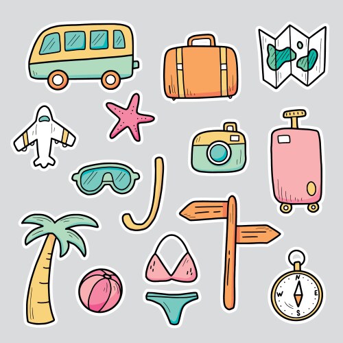 Set of cute cartoon stickers Royalty Free Vector Image