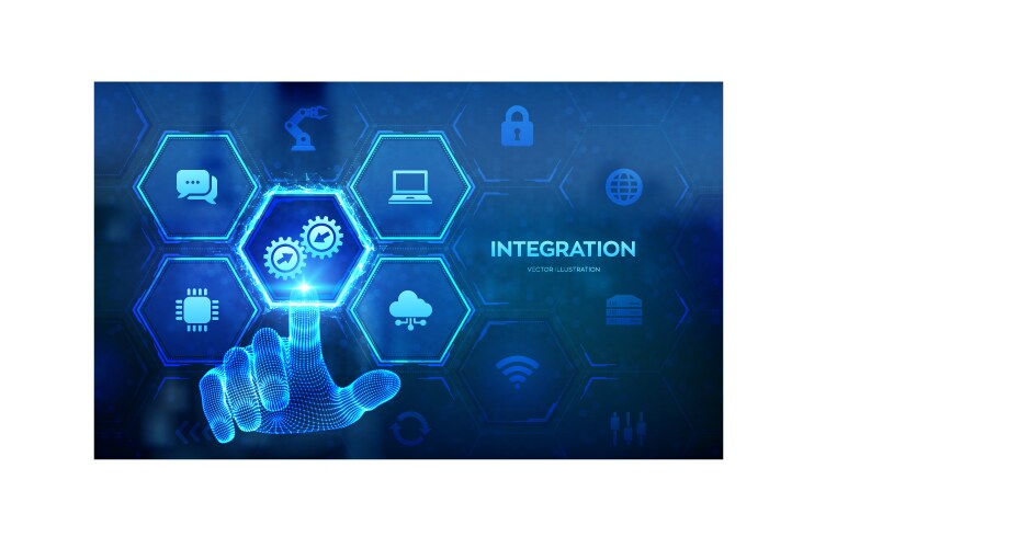 Integration data system system integration Vector Image