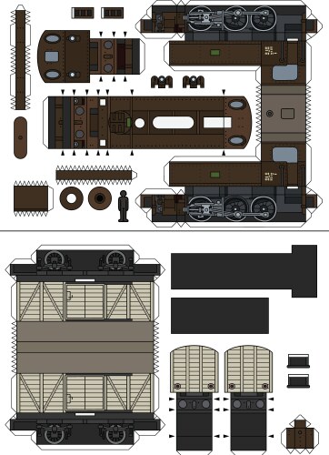 Paper model a retro green electric locomotive Vector Image