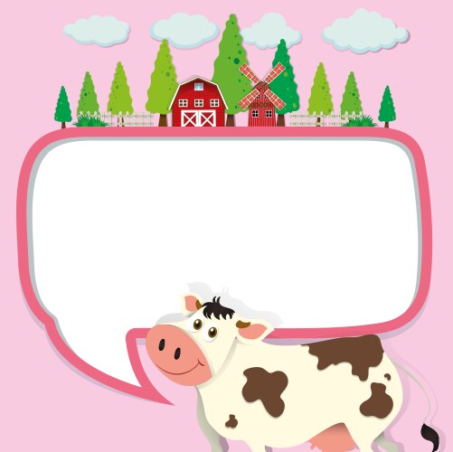 Border design with cow and barn Royalty Free Vector Image