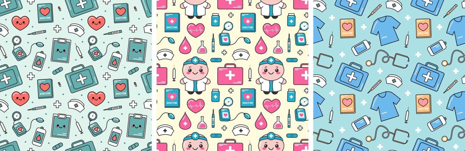 Doctors seamless pattern design with medical Vector Image