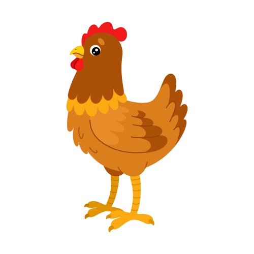 Outline farm chicken in cartoon style Royalty Free Vector