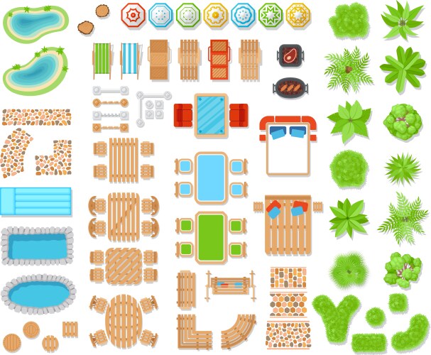 Set park elements Royalty Free Vector Image - VectorStock