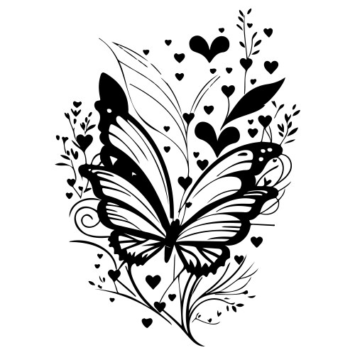 Love with butterfly valentine draw Royalty Free Vector Image