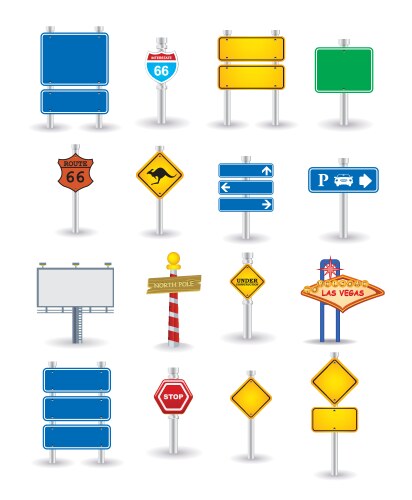 Colorful road direction signs Royalty Free Vector Image
