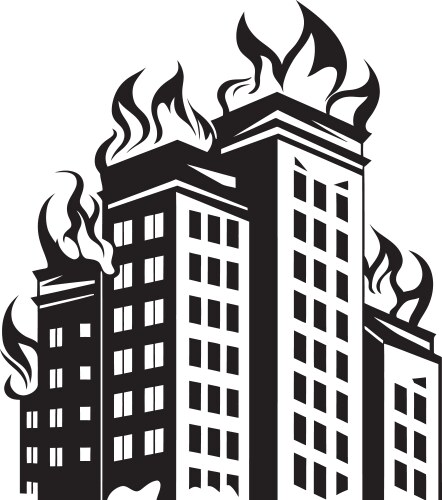 Emergency beacon building on fire black logo icon Vector Image
