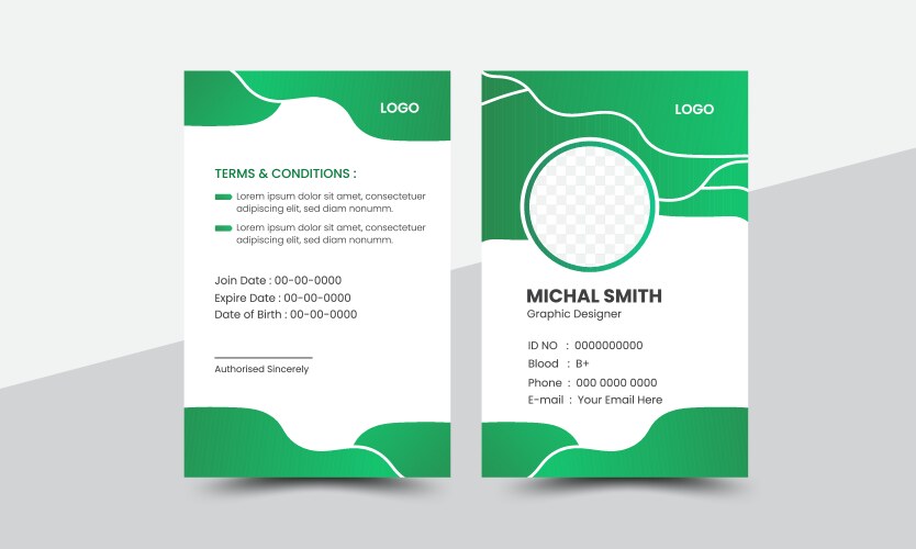 Modern blue id card design template Royalty Free Vector