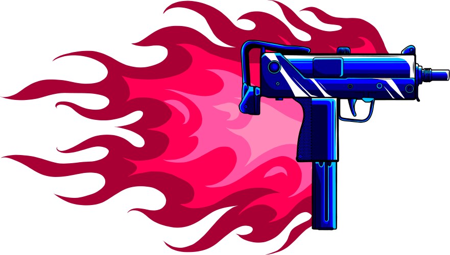 Monochrome military skeleton with flames holding Vector Image