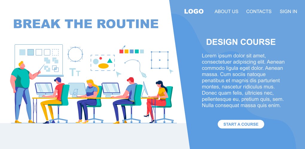 Is written break routine Royalty Free Vector Image