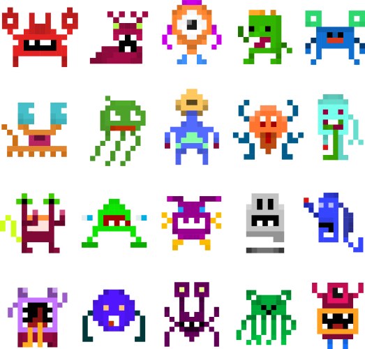 Pixel space monsters Royalty Free Vector Image