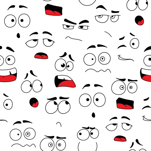 Cartoon funny emoji giggle faces seamless pattern Vector Image